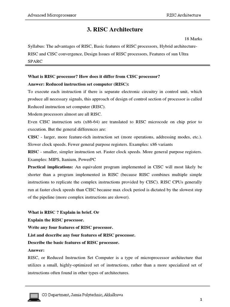 3-RISC Architecture | Download Free PDF | Central Processing Unit | Microprocessor