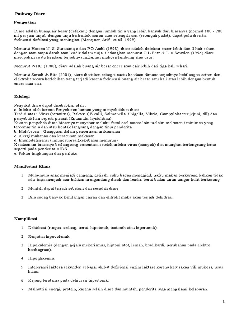 Pathway Diare Makalah Gastritis | PDF
