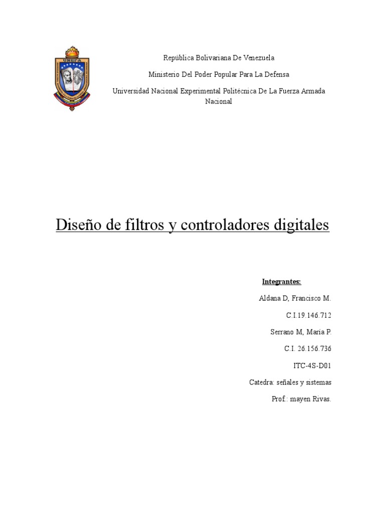Diseño de Filtros y Controladores Digitales | PDF | Hardware de la computadora | Ingenieria ...