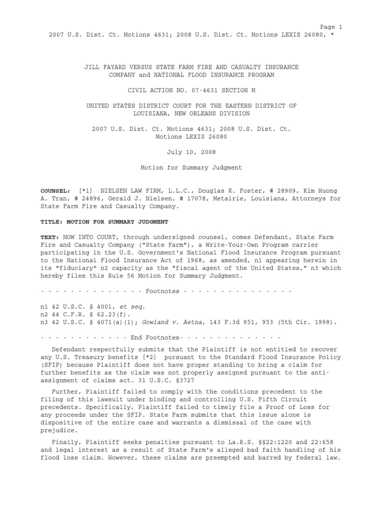 Motion For Summary Judgment | PDF | Lawsuit | Summary Judgment