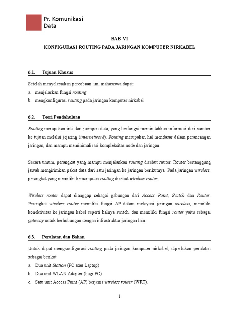 Jobsheet 6 Konfigurasi Routing | PDF