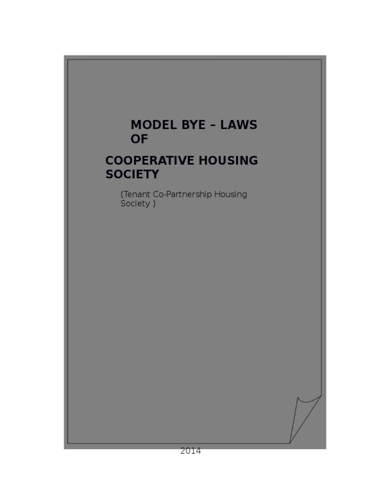 Model Bye Laws of Coop Housing Society New Flatowner Type (2!9!14) | PDF | By Law | Cooperative