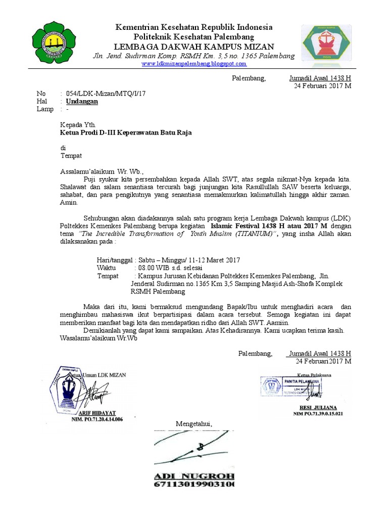 54 Surat Undangan MTQ 2017 | PDF