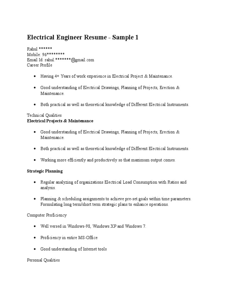 Electrical Engineer Resume | PDF | Quality Assurance | Engineering