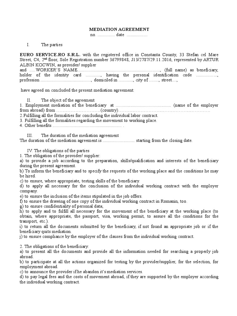 Mediation Agreement - English | PDF | Mediation | Common Law