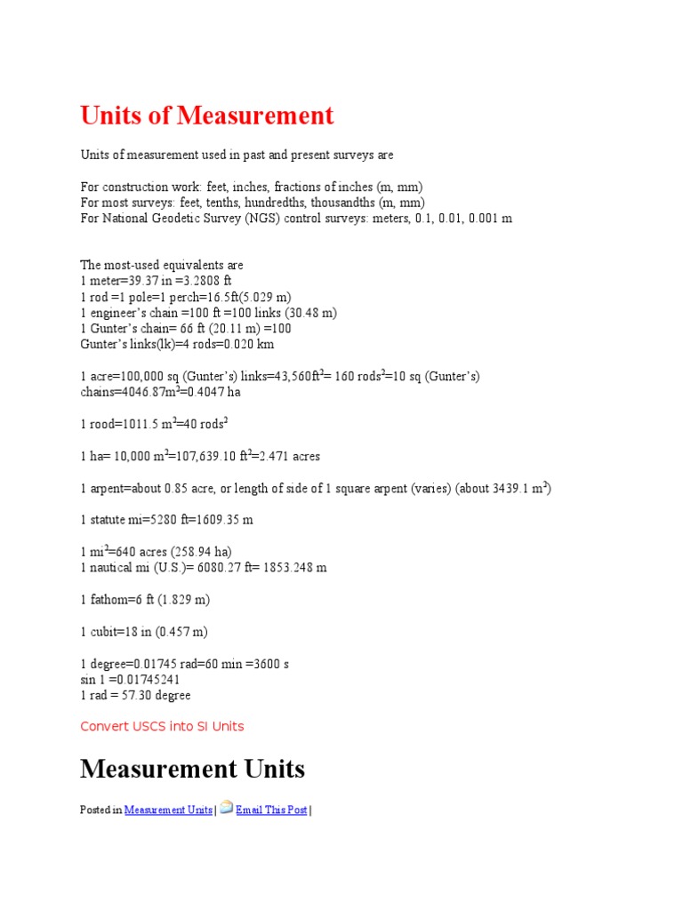 Unit of Measurement | PDF | Foot (Unit) | Pascal (Unit)