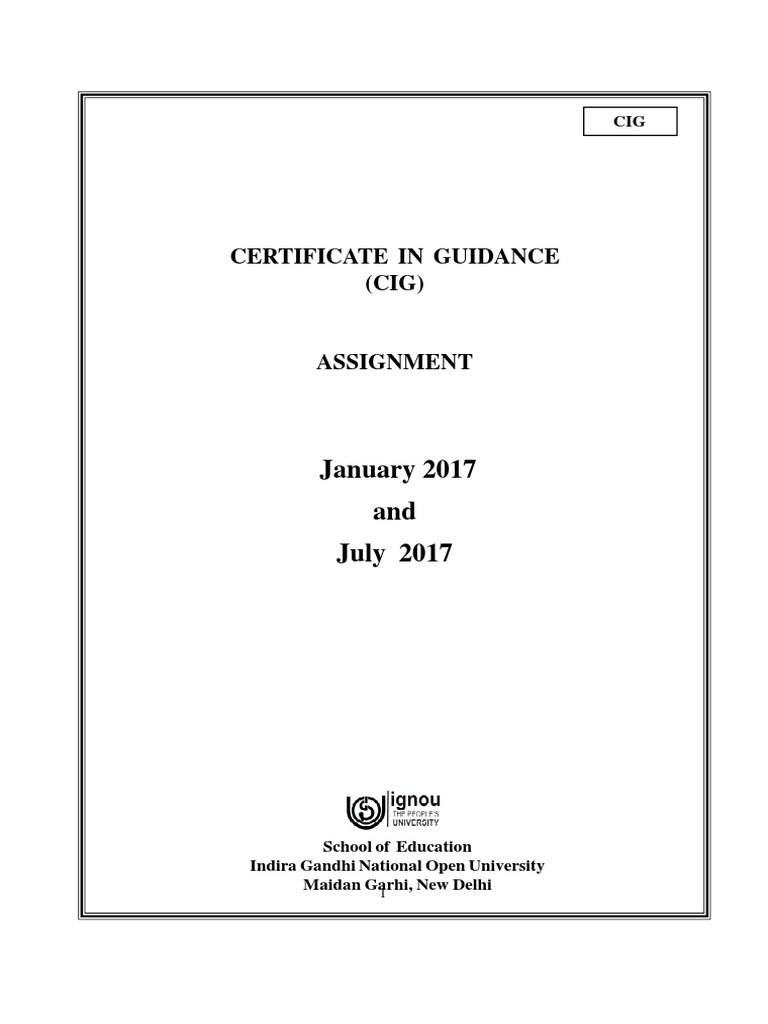 Certificate in Guidance (CIG) : January 2017 and July 2017 | PDF | Wellness