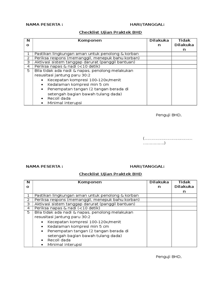 Checklist BHD | PDF