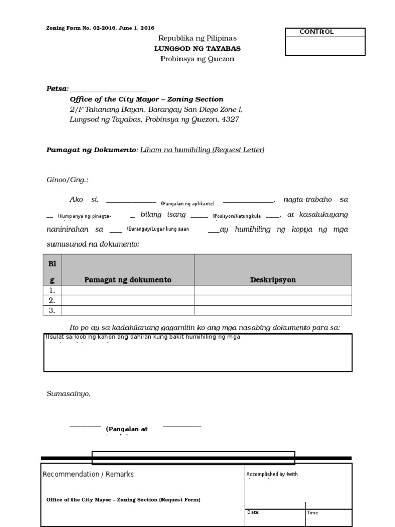 Zoning Form 02 (Request Letter) | PDF
