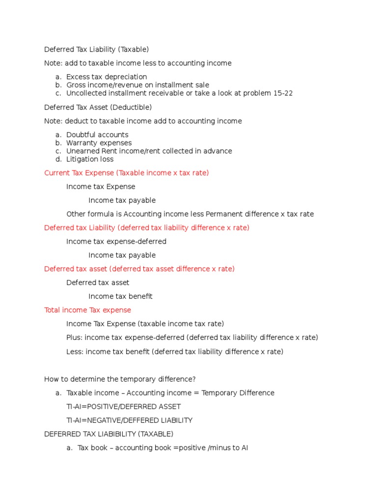 Current Tax Expense (Taxable Income X Tax Rate) | PDF