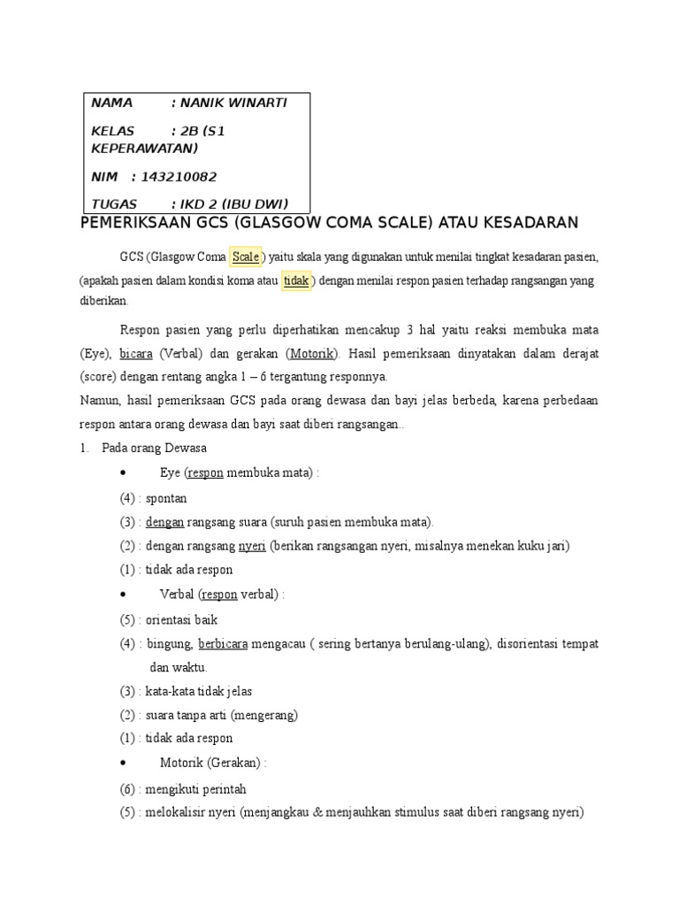 Pemeriksaan Gcs | PDF