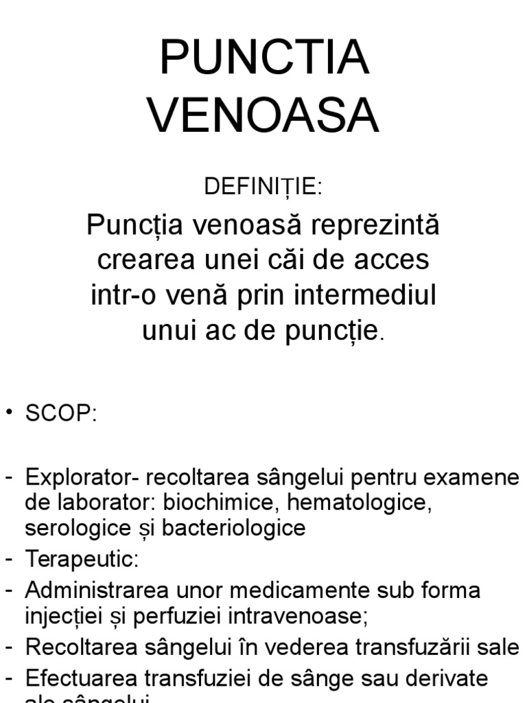 Punctia Venoasa - Slide | PDF