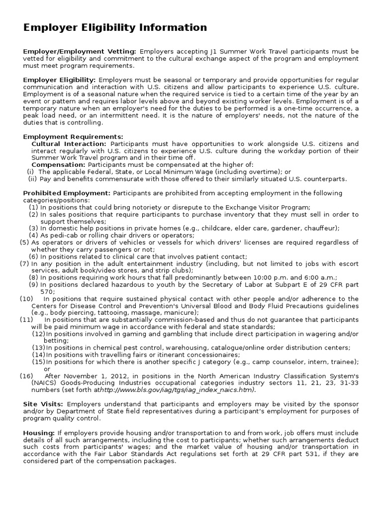 Employer Eligibility Information | PDF | Employment | Labor