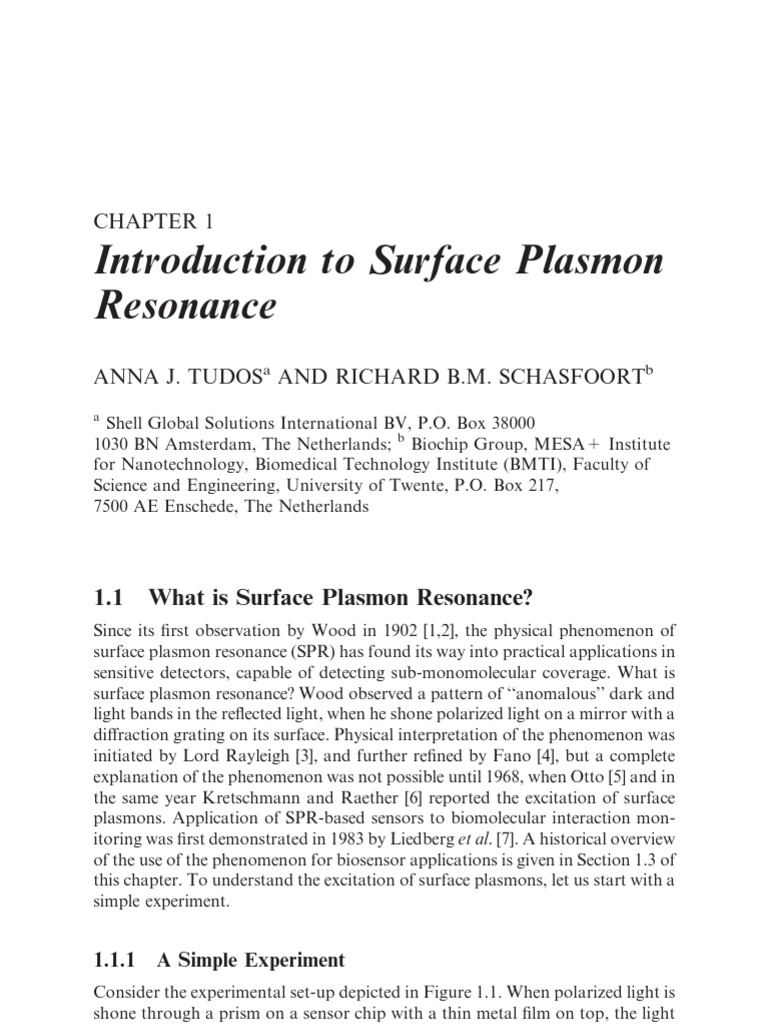 Handbook of Surface Plasmon Resonance CHAPTER 1 Introduction To Surface Plasmon Resonance ...