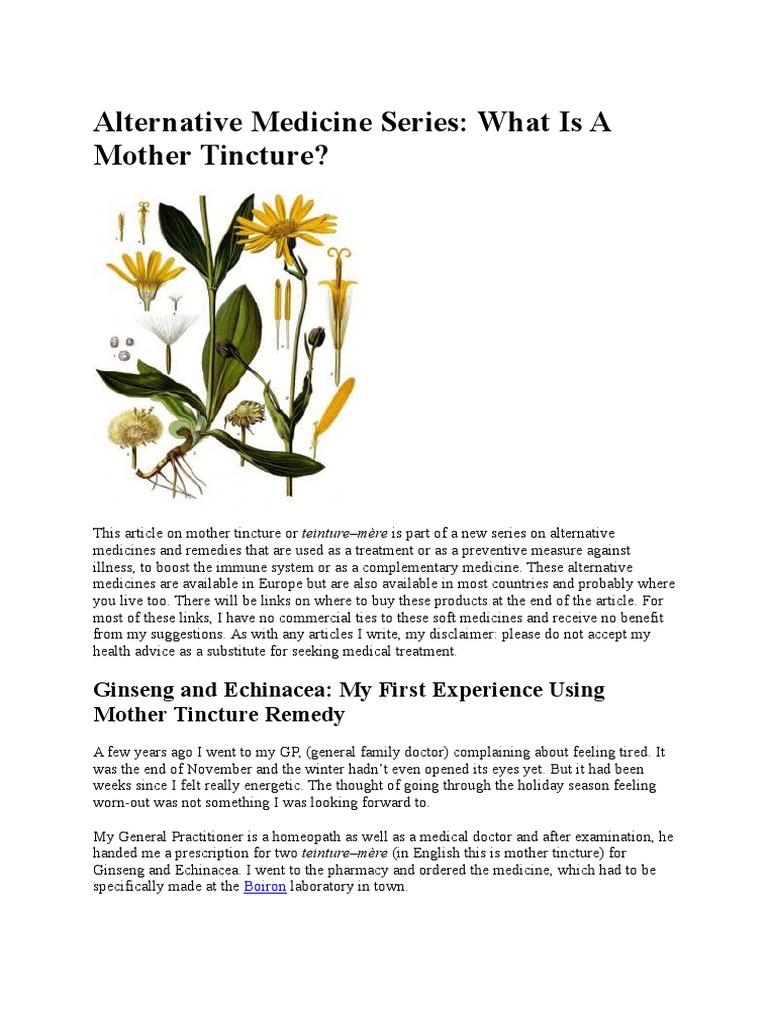 Mother Tincture in Homeopathy | Homeopathy | Dose (Biochemistry)