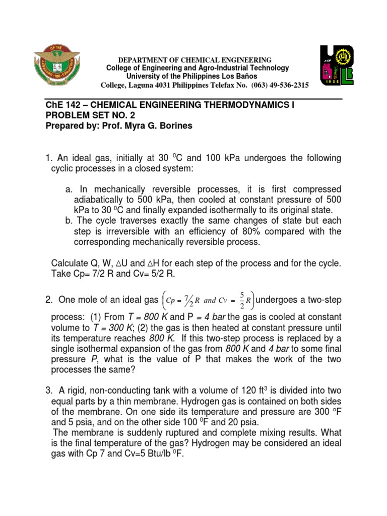 Problem Set No. 2 | PDF | Gases | Physical Chemistry