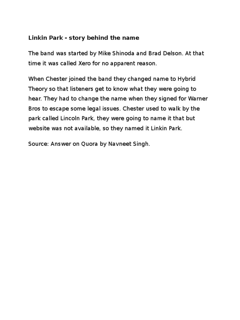 Linkin Park: Origin of the Name | PDF | Songs Written | Hip Hop