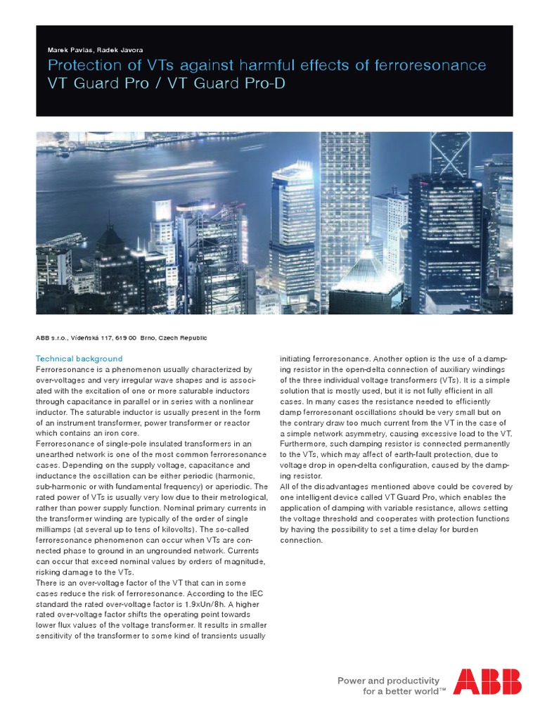 Protection of VTs against harmful effects of ferroresonance ...