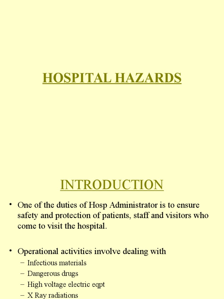 Hosp Hazards | PDF | Infection Control | Hospital Acquired Infection