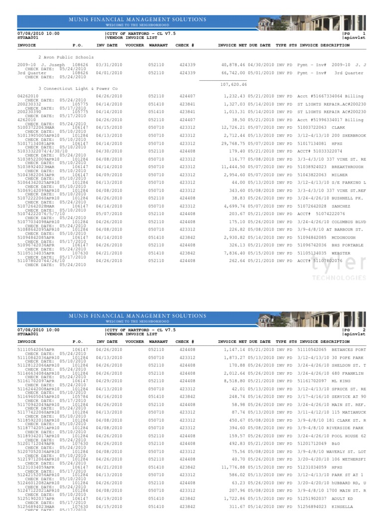 Hartford May Check Register | PDF | School Bus | Road Transport
