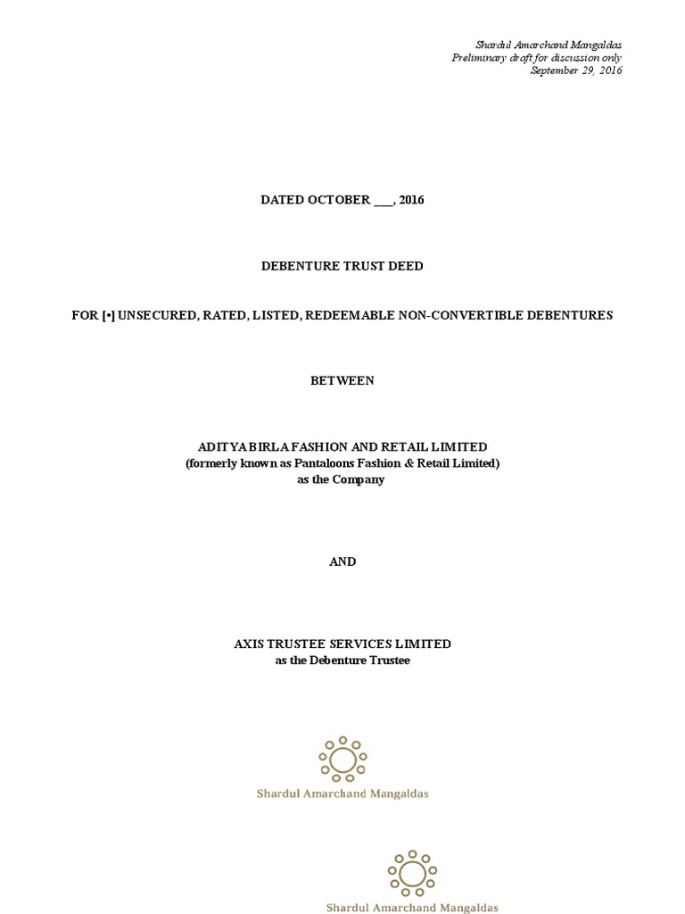 Debenture Trust Deed(13813484-2) ATSL | Liquidation | Securities (Finance)