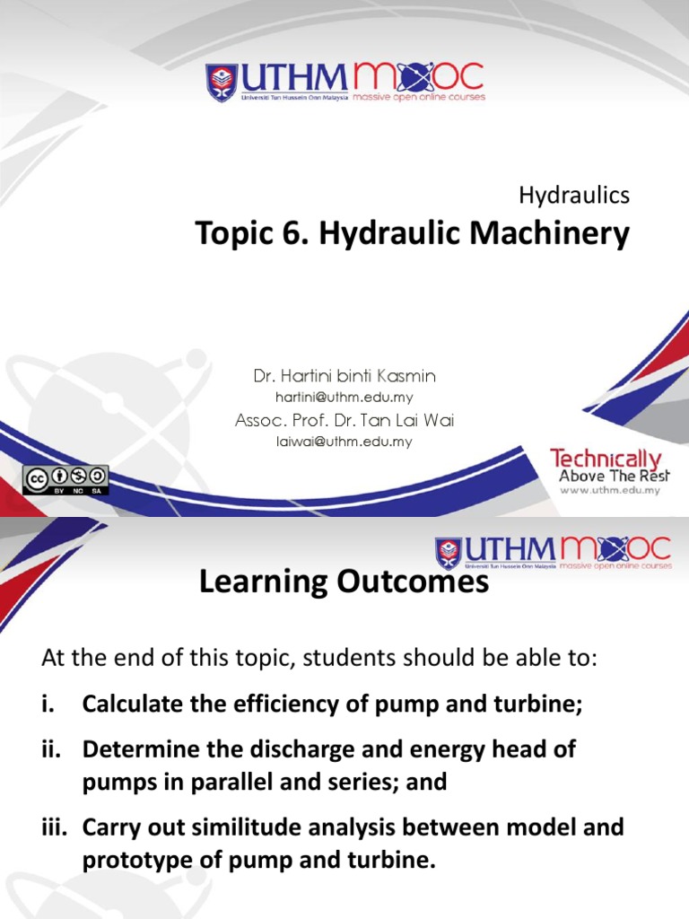 Hydraulics Topic 6 Hydraulic Machinery PDF | PDF | Turbine | Pump