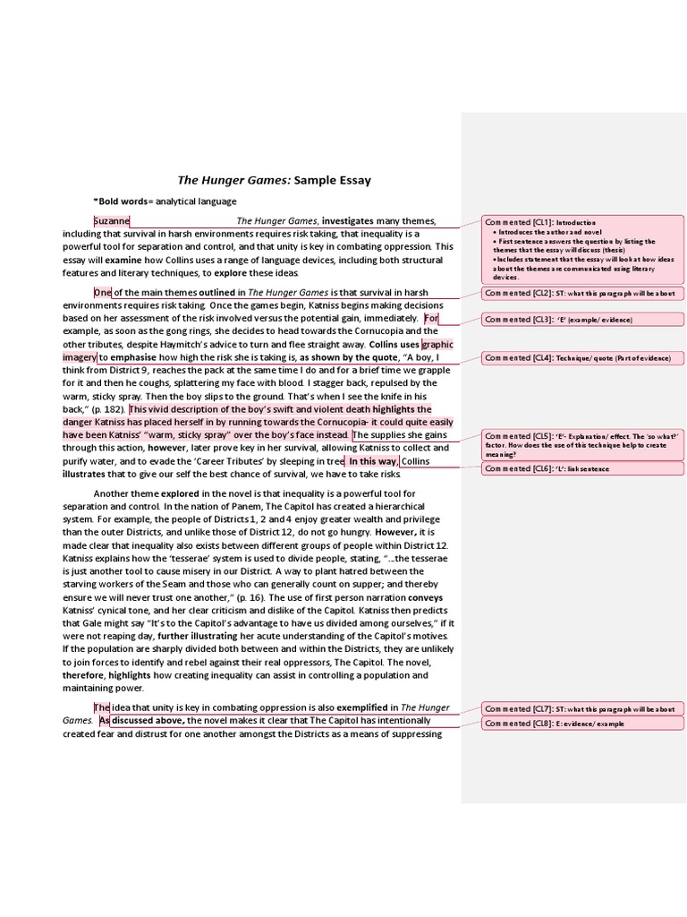 The Hunger Games Thematic Essay | PDF | The Hunger Games