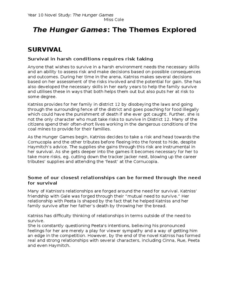The Hunger Games Themes and Techniques | PDF | The Hunger Games | Violence
