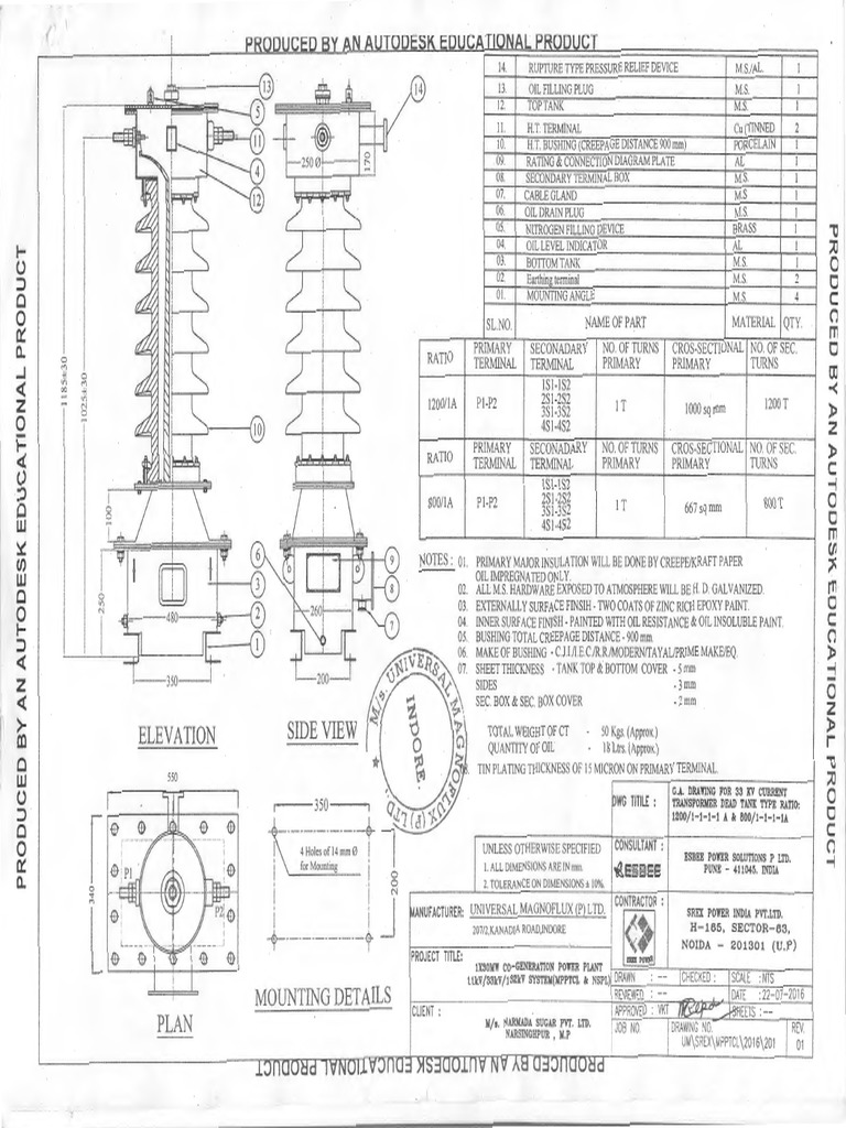 CT Drawing REV | PDF | Insulator (Electricity) | Chemistry