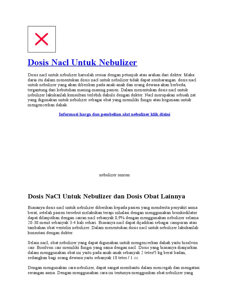 Dosis Nacl Untuk Nebulizer | PDF