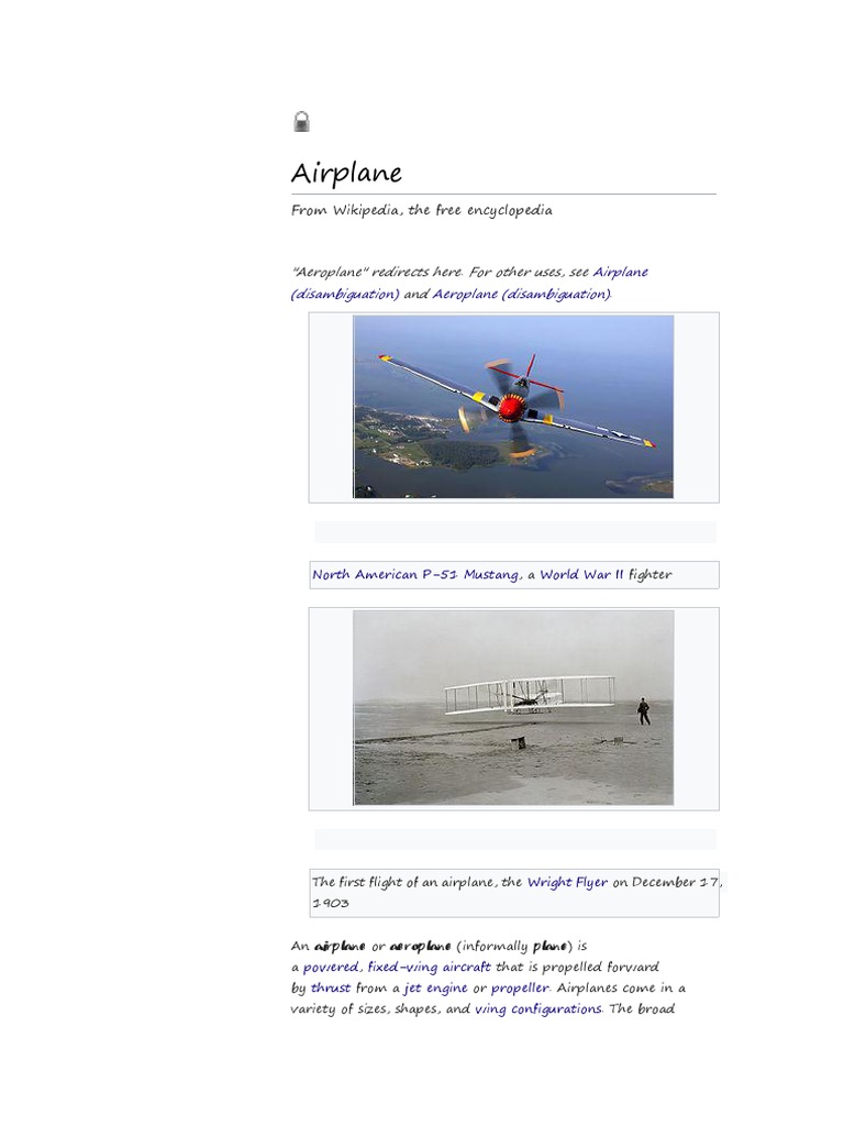 Airplane: From Wikipedia, The Free Encyclopedia | PDF | Lifting Body ...