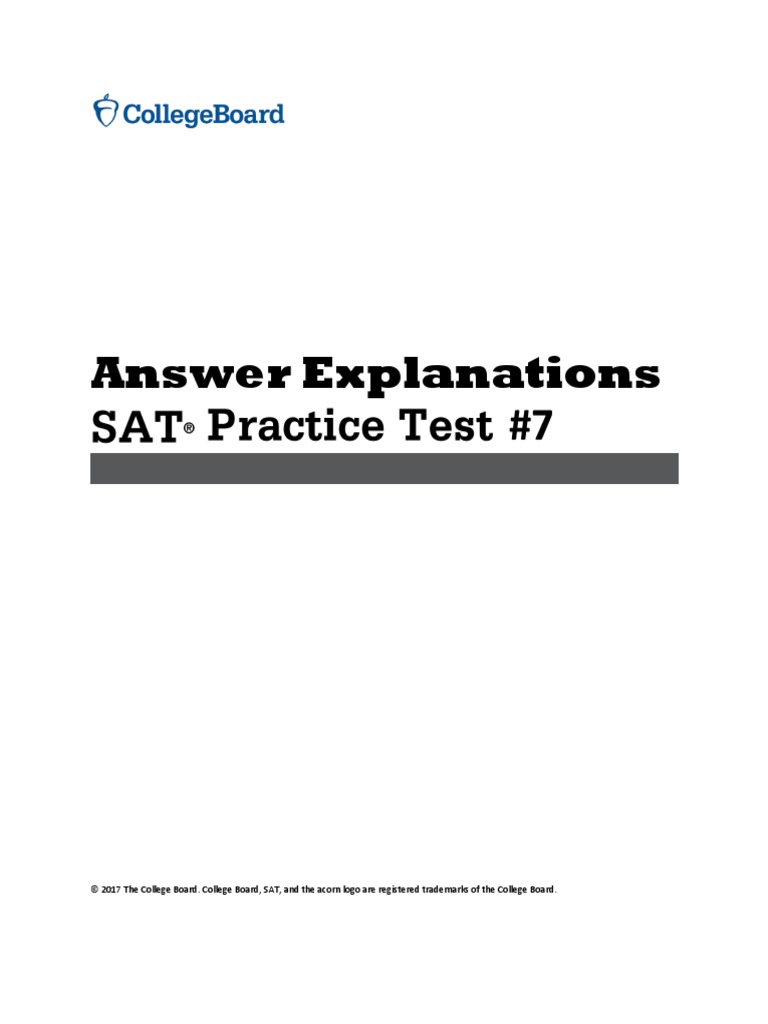SAT Practice Test #7 Answer Explanations | PDF | Higgs Boson | Gender