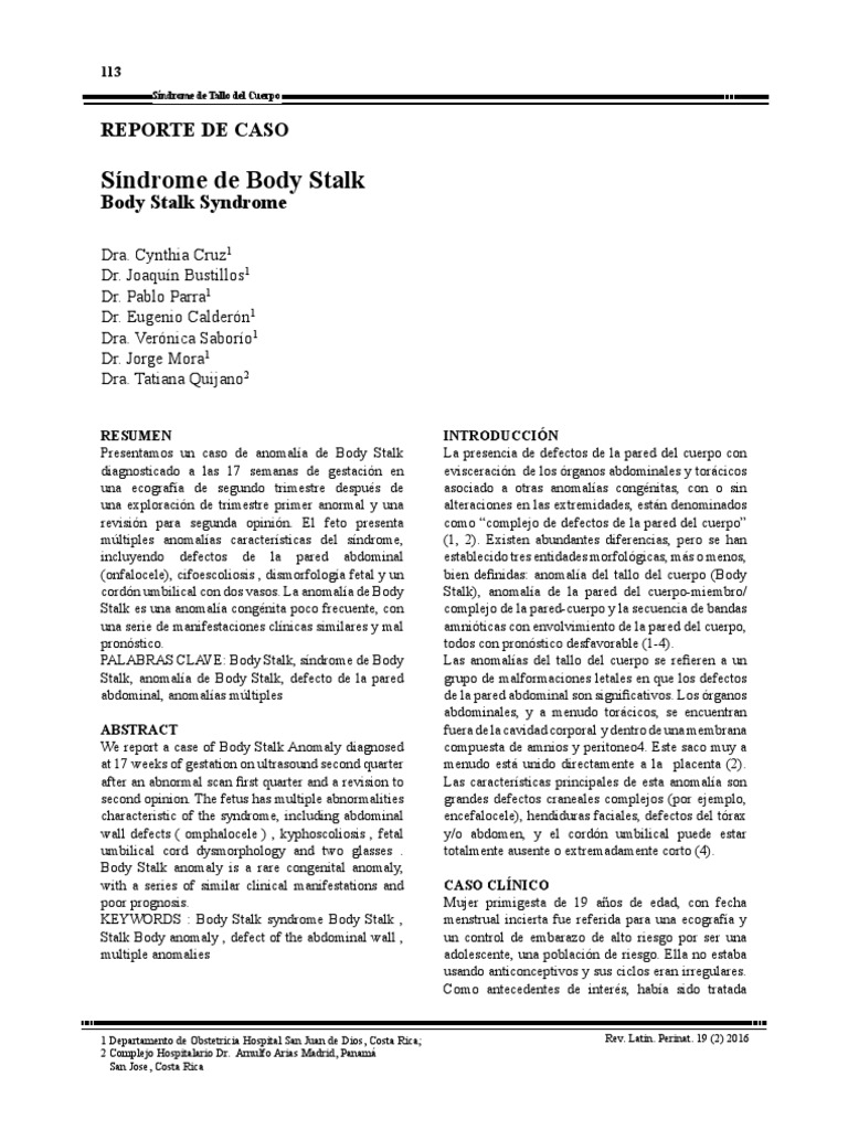 Síndrome de Body Stalk | PDF | Placenta | Abdomen