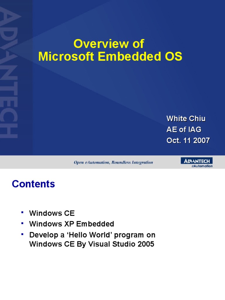 Overview of Microsoft Embeded OS | PDF