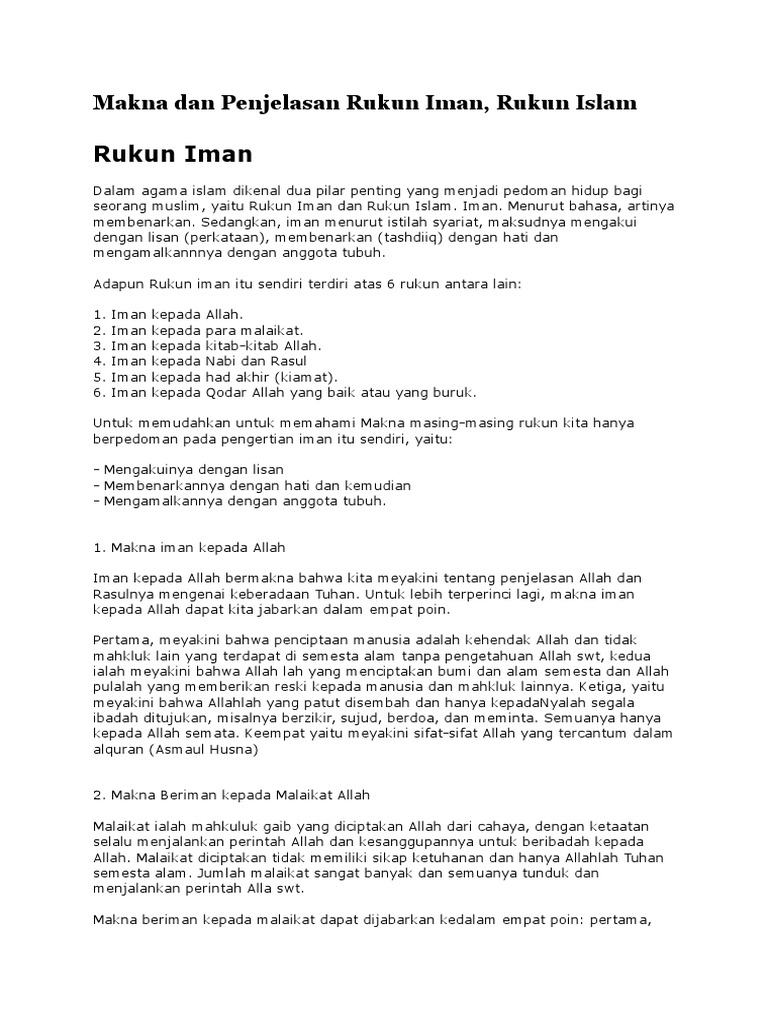 Penjelasan Rukun Iman dalam Islam | PDF