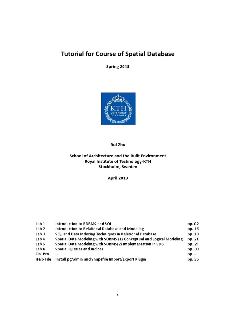 AG2425 Spatial Databases | PDF | Database Index | Sql