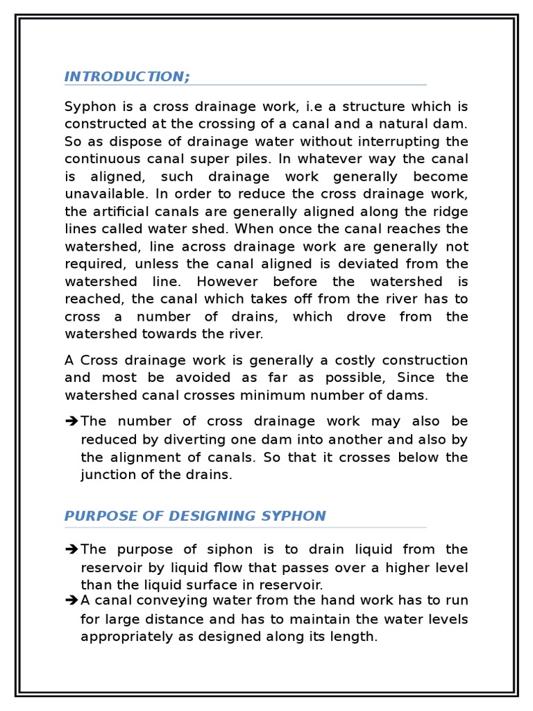 Syphon Project | PDF | Drainage Basin | Flood