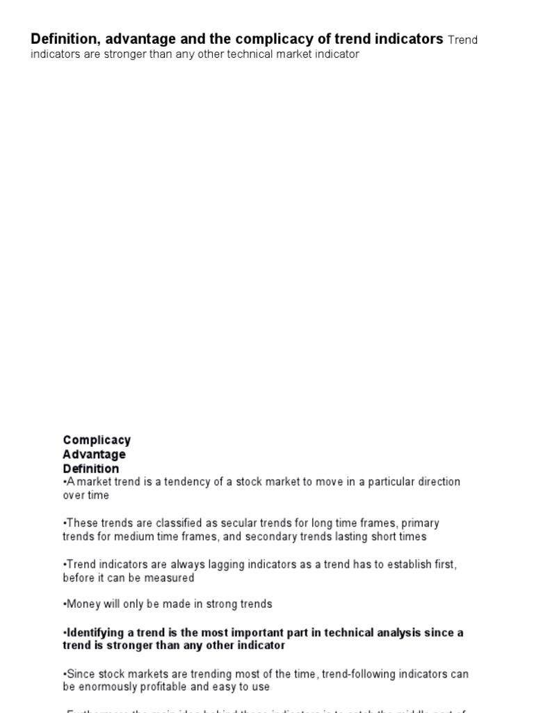 Definition, Advantage and The Complicacy of Trend Indicators | PDF ...