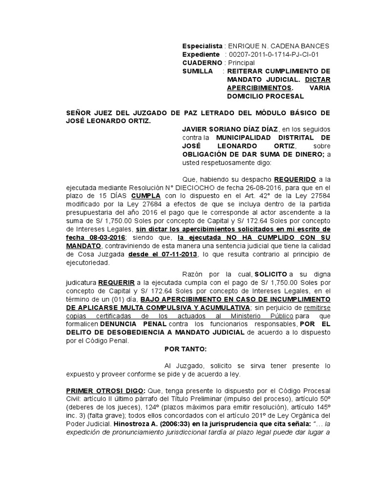 Solicita Ejecución de Sentencia | Ley procesal | Pena capital | Prueba ... Solicita Ejecución de Sentencia | Ley procesal | Pena capital | Prueba ...