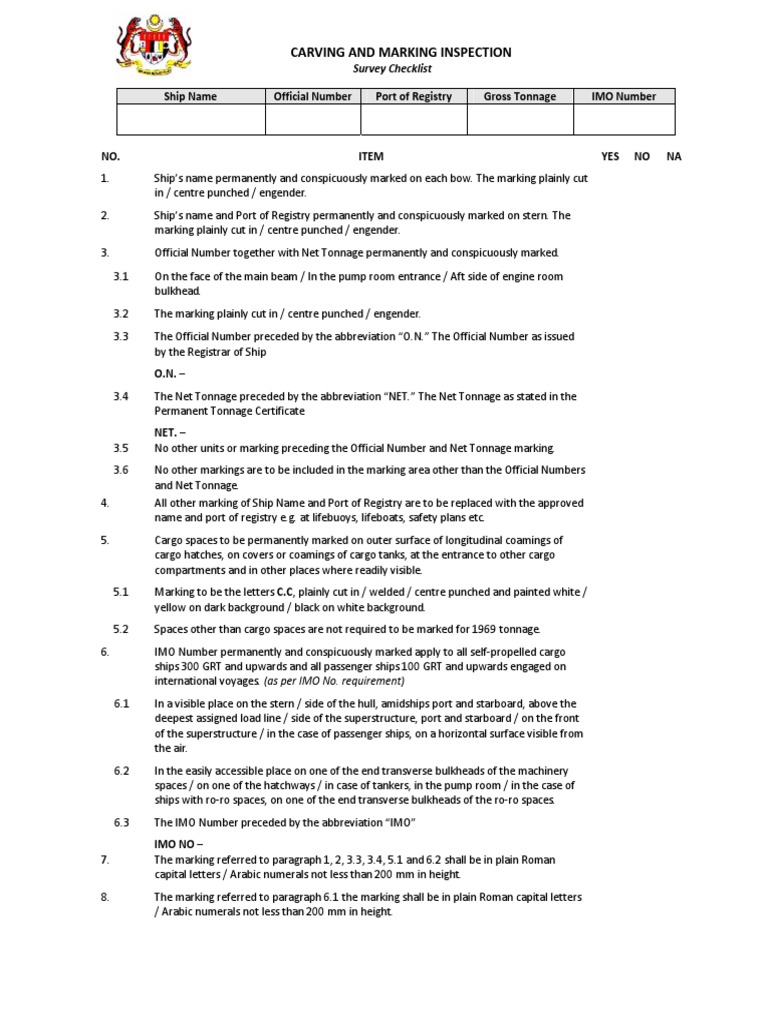 Carving Marking Form | Tonnage | Ships