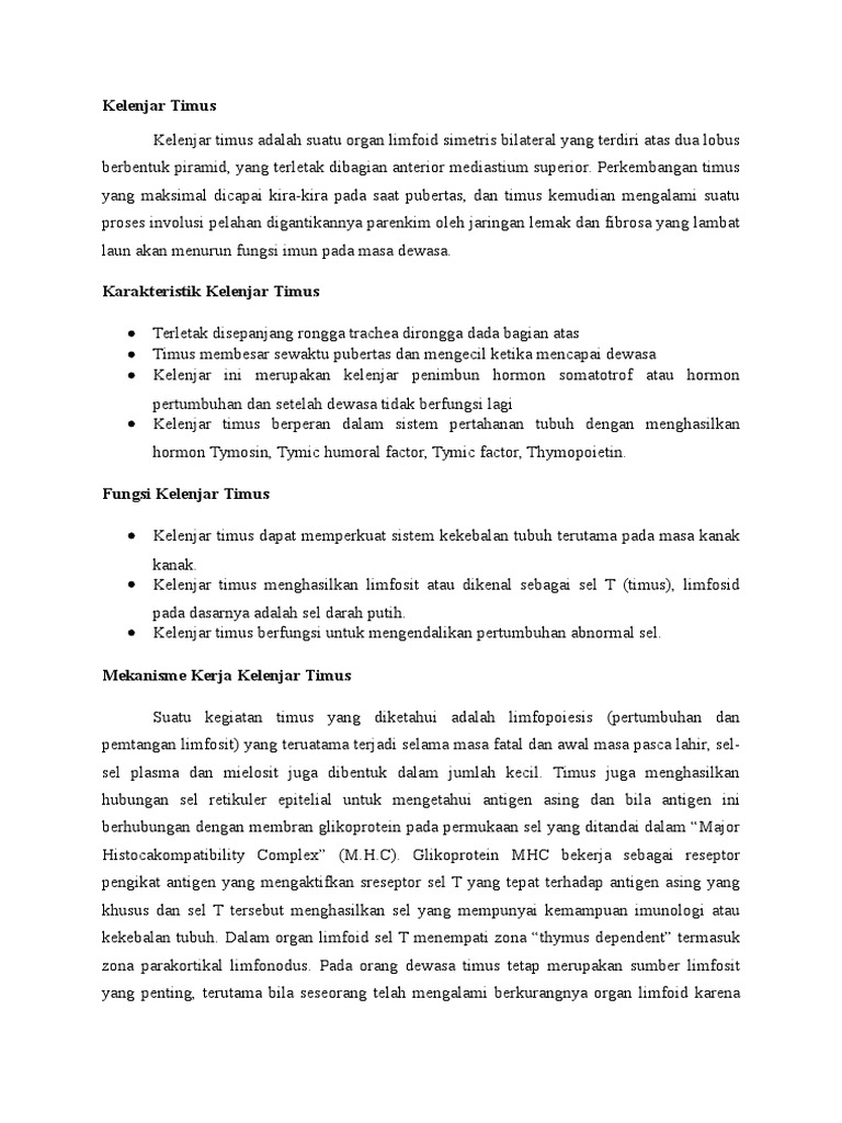 Kelenjar Timus | PDF | Sains & Matematika