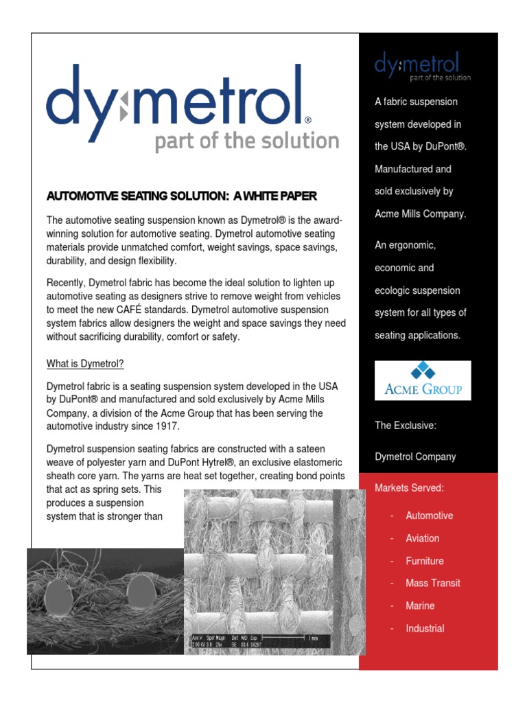 Dymetrol Automotive Seating System White Paper v5 | PDF | Textiles ...