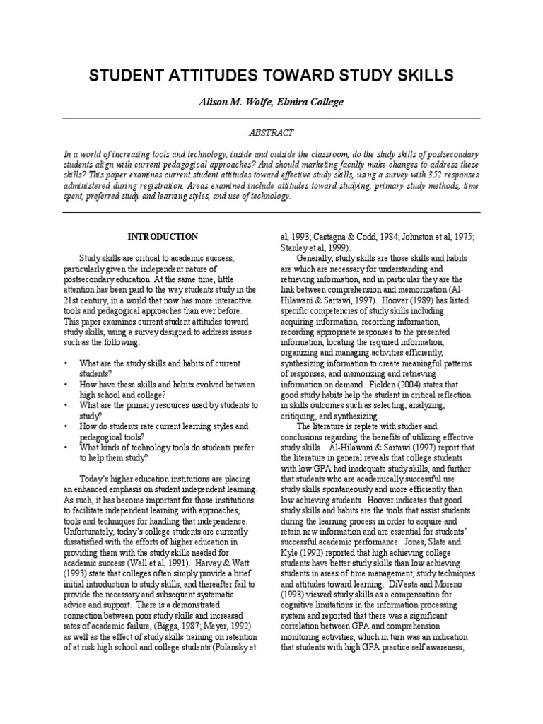 Student Attitudes Study Skills | PDF | Study Skills | Lecture