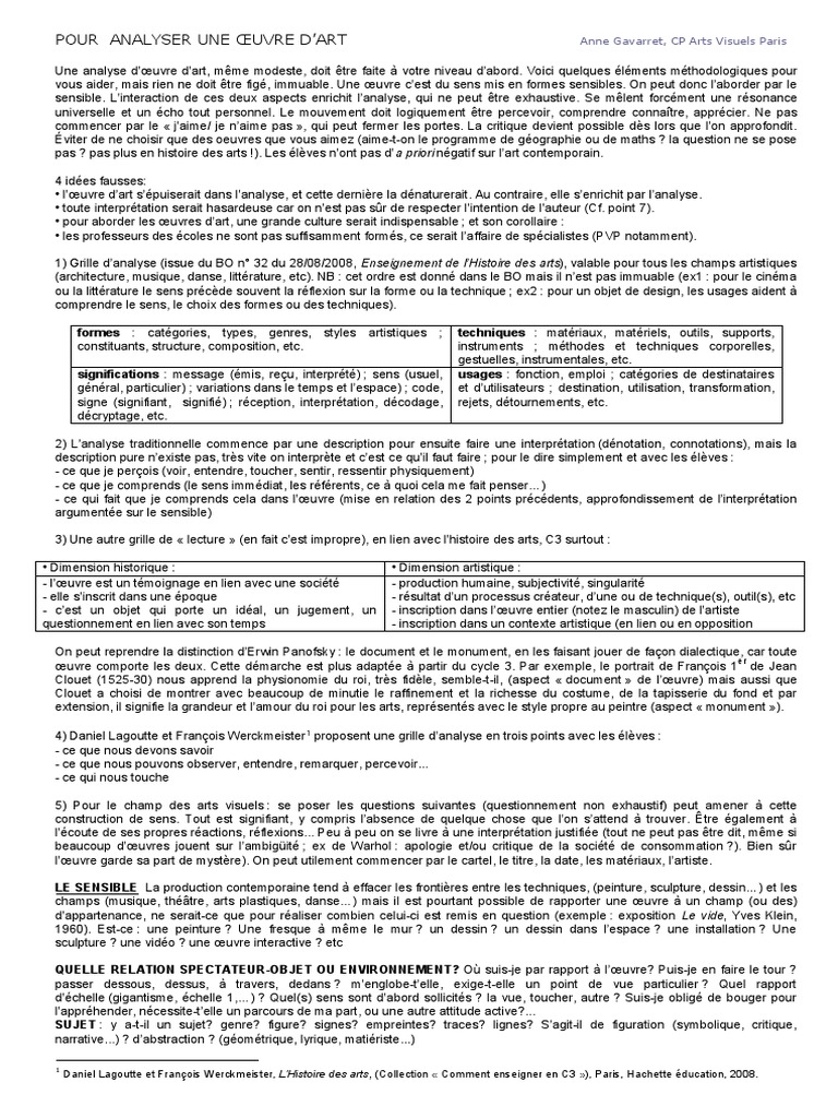 ARTS-Analyser Une Oeuvre D Art-2013-Ac. Paris | PDF | Histoire de l'art ...