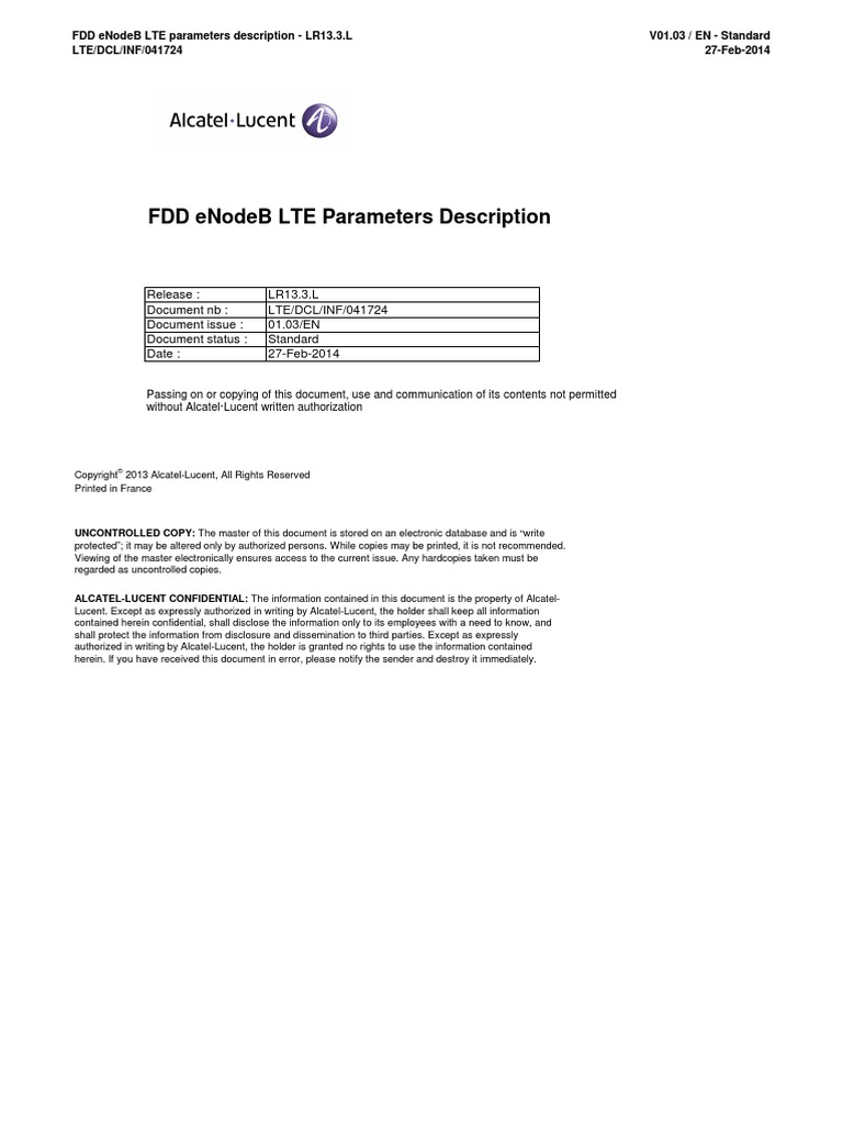Lte Parameter Description PDF | PDF | Parameter (Computer Programming ...