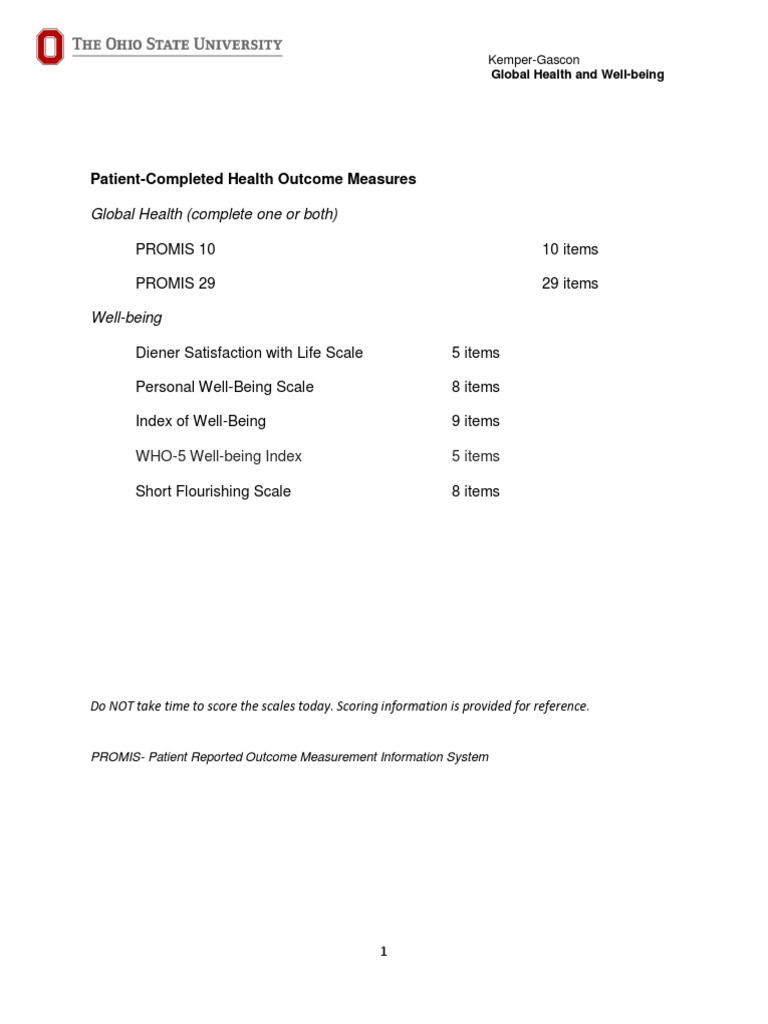 All Complete Promis 10 Promis 29 Well-Being Measures 20114 - 4 - 29kk ...