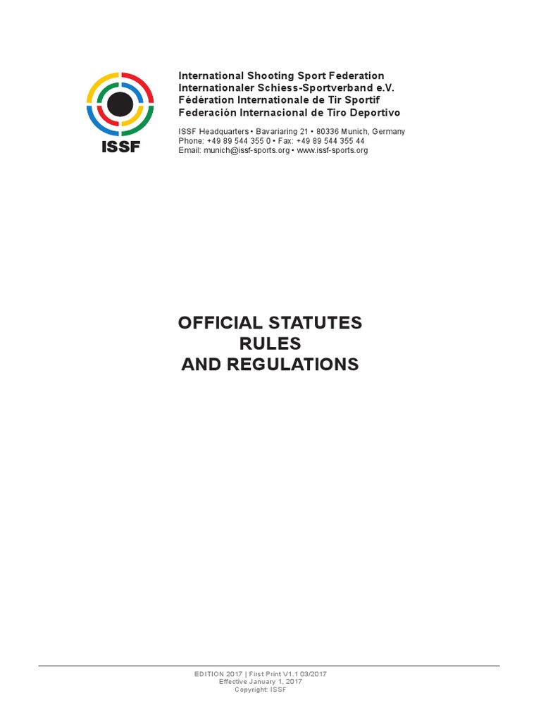 ISSF Rule Book 2017-1st Print V1.1-EnG | PDF | Committee | Shooting Sport