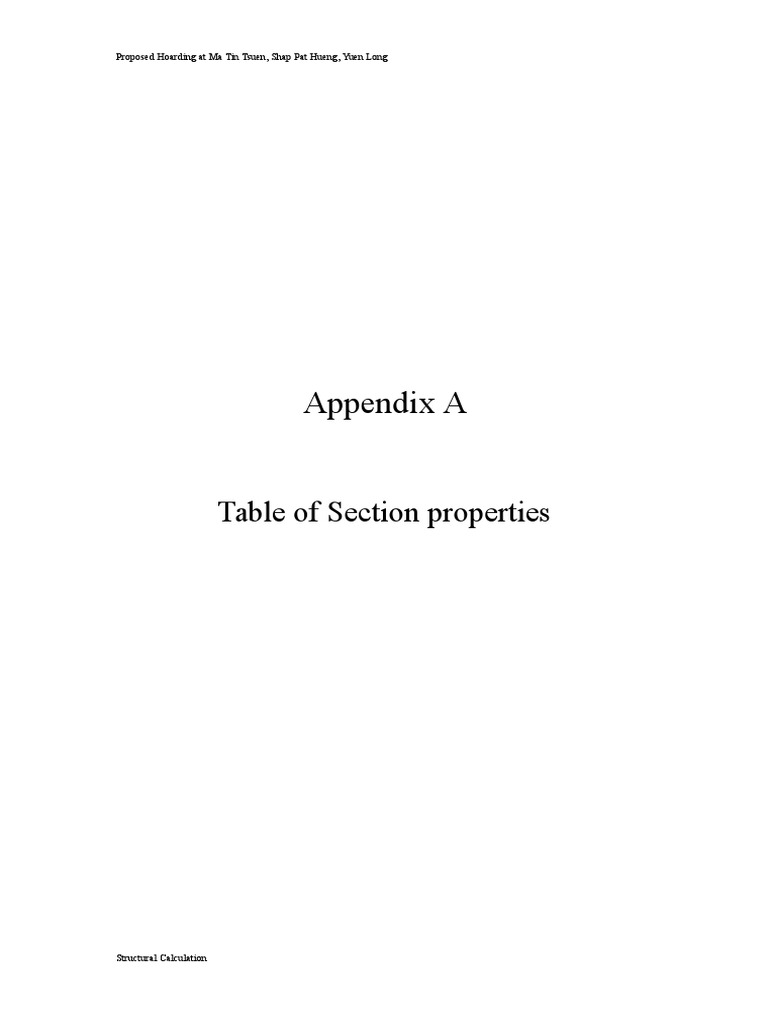 Appendix A: Table of Section Properties | PDF