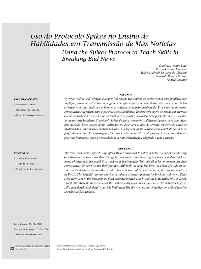 Protocolo Spikes PDF | PDF | Remédio | Sentimento