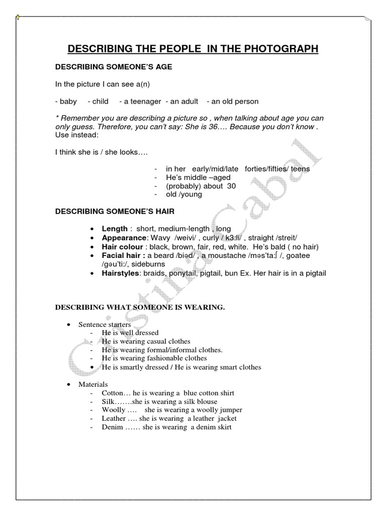 Describing | PDF | Clothing | Human Appearance